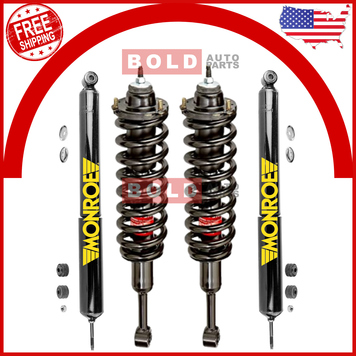 Monroe Front Complete Strut & Rear Shocks 4PCS Set For Toyota Tacoma FJ ...