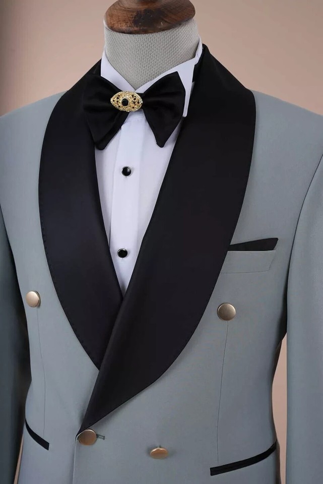 2Pcs Men Suits Formal Prom Shawl Lapel Wedding Groom Tuxedos Prom ...