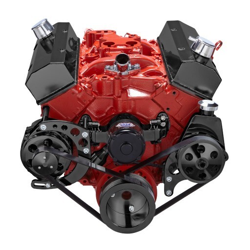 Small Block Chevy Serpentine System Black Conversion Kit 350 400 EWP ...