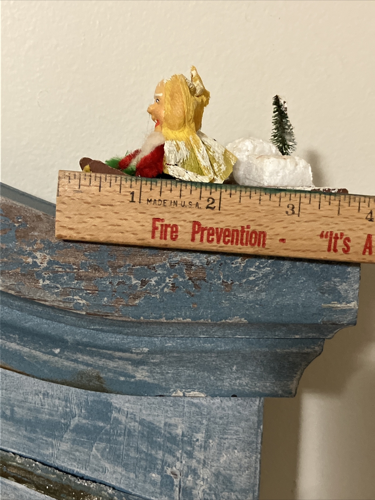 VTG X-MAS Rare Putz Santa Sleigh Gnome Paper Mache Chenille SpunCotton ...