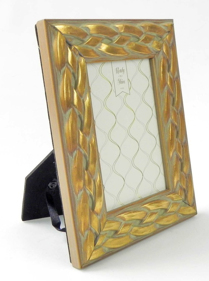 Photo Frame Flat Braid Gold Metallic Finish With Light Verdigris Green ...