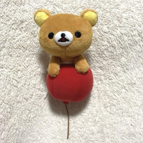 Rilakkuma Relaxing in the Sky Plush Toy San-x Red Balloon 16cm Cute ...