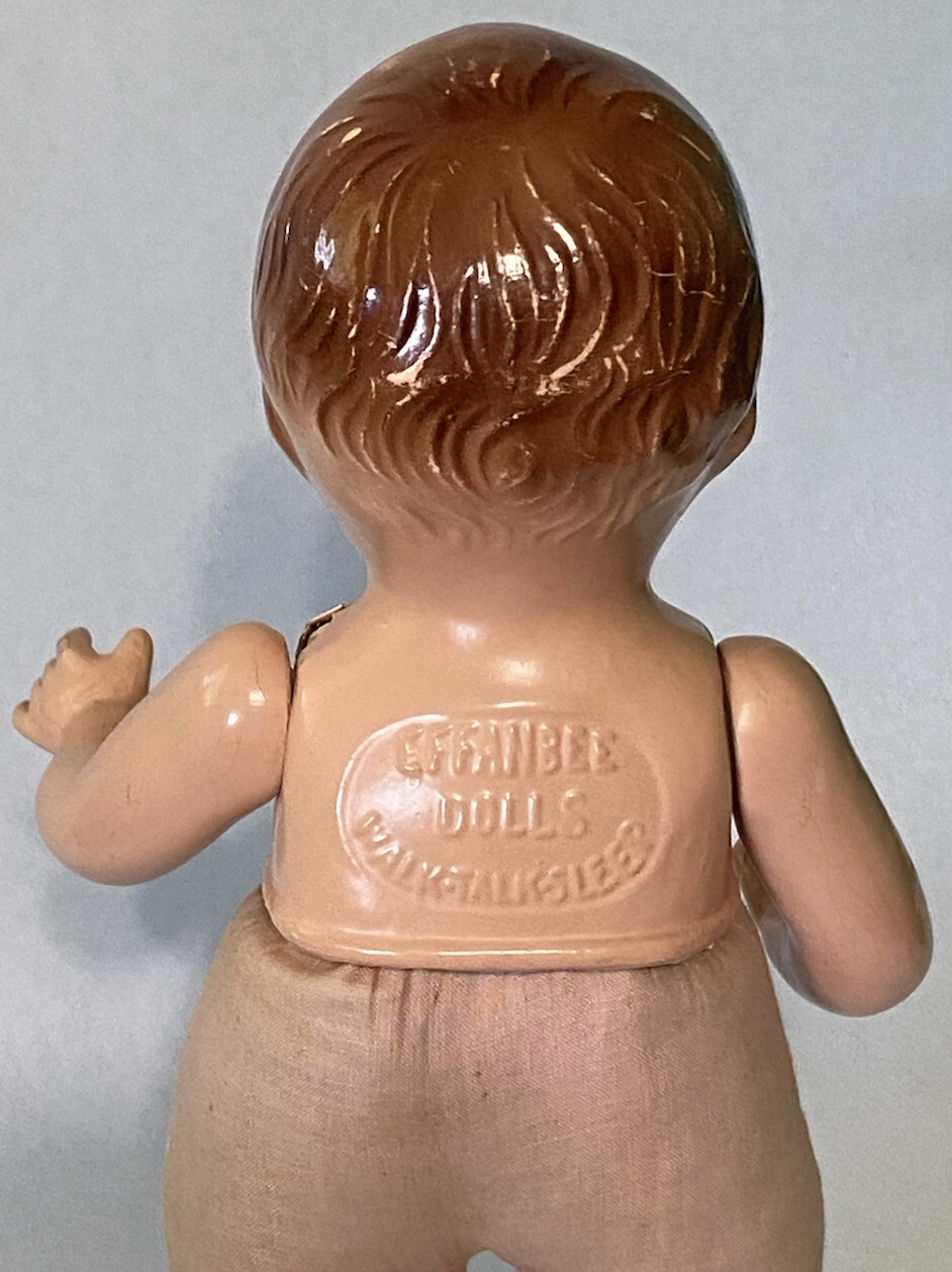Antique c1913-1925 EFFANBEE GRUMPY DOLL Compo/Cloth 11.5" Boy WALK TALK ...