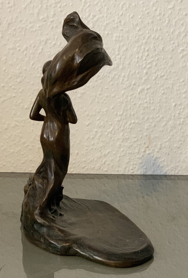 Bronze, Lampe, Peter Tereszczuk, Wien, Frauenakt mit Bücher, Um 1900 ...