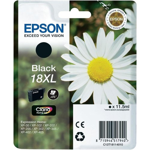Epson Genuine XP-415 XP-422 XP-425 Black Ink Cartridge T18XL Size | eBay