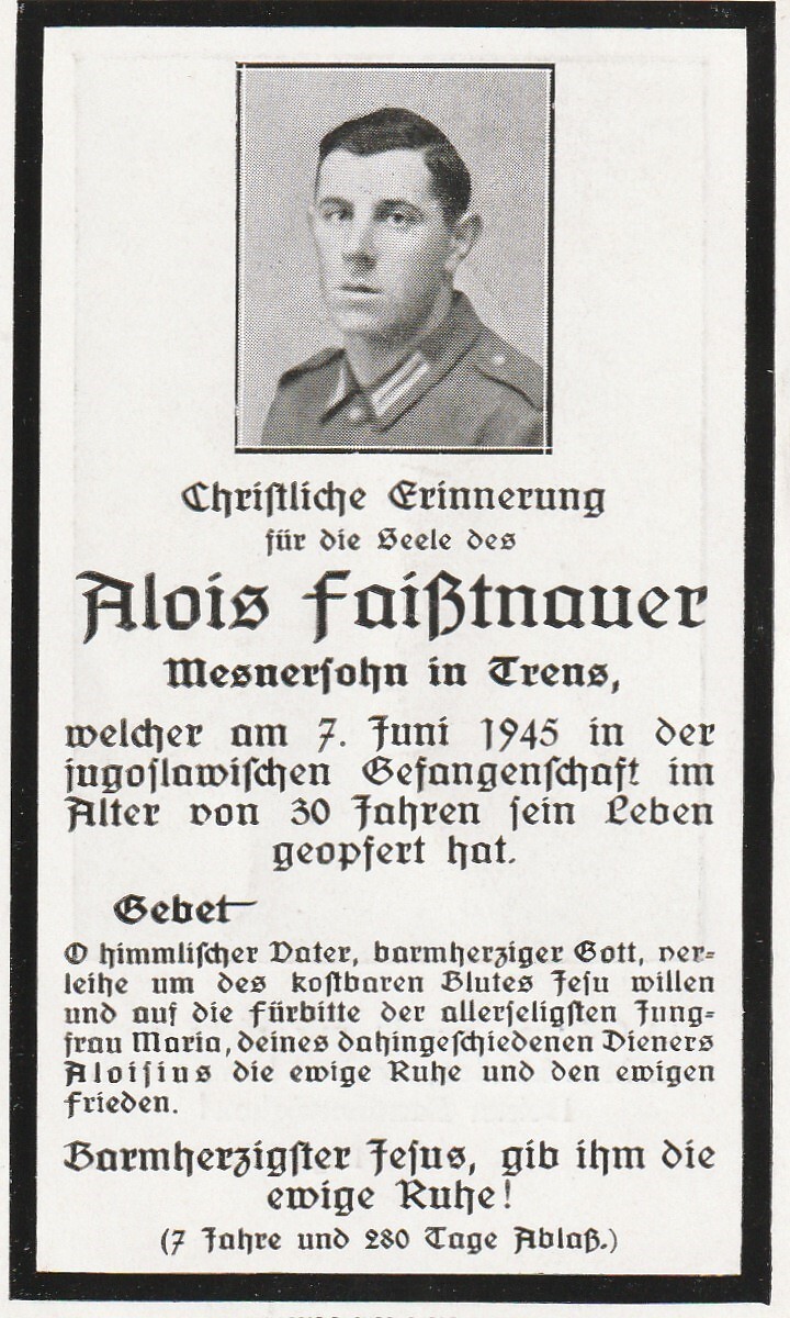 German WW2 Soldier Death Card * ORIGINAL * South Tyrol -Italy Prisioner ...