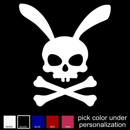Bunny Skull and Crossbones Decal, Evil Rabbit Silhouette Sticker- Vinyl ...