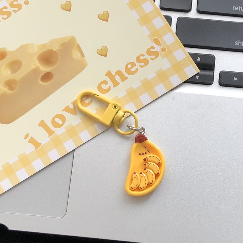 Cute Cartoon Poached Egg Banana Toast Keychain Kawaii Food Keyring Bags ...