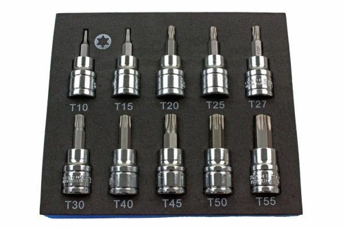 US PRO 10pc 3/8dr Torx / Star Bit Socket Set 48mm (L) T10 TO T55 2066 ...