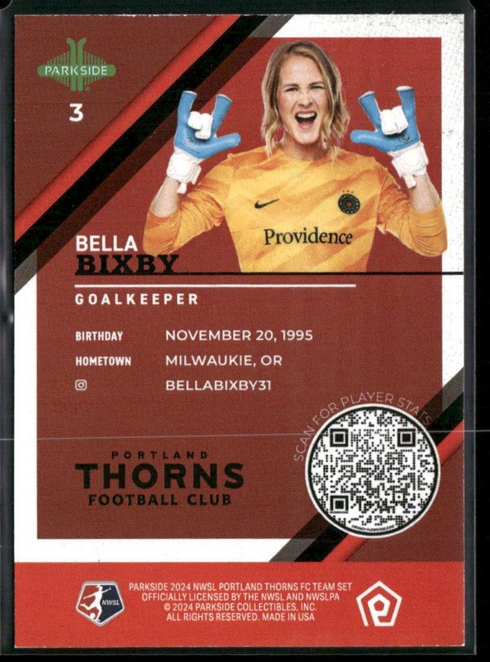 Signed 2024 Parkside Portland Thorns FC #3 Bella Bixby IP Auto | eBay