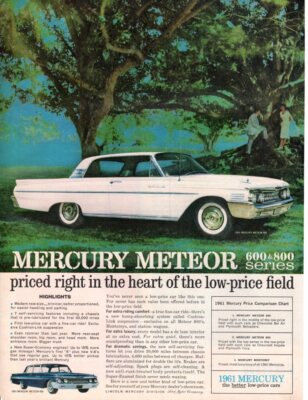Vintage Print advertisement ad Car 1961 Mercury Meteor 800 Series ...