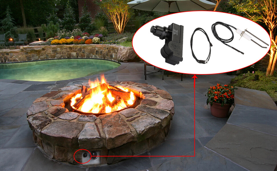 Burner Fire Pit Igniter, Push Button Ignition Kit with 2 Outlet and ...