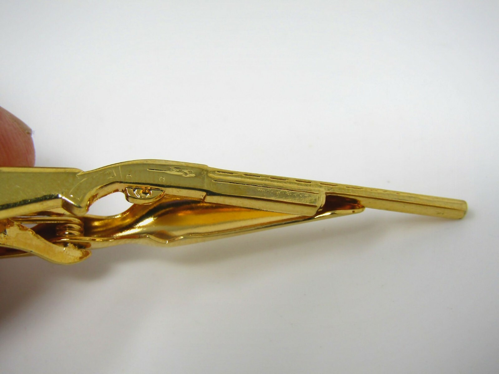 Rifle Tie Clip for Men Vintage Jewelry Gold Tone - Gem