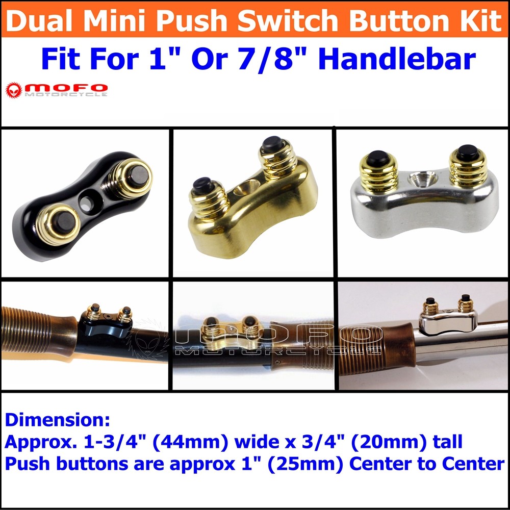 1" or 7/8" Retro Dual Mini Handlebar Push Button Switch Controls Kit ...