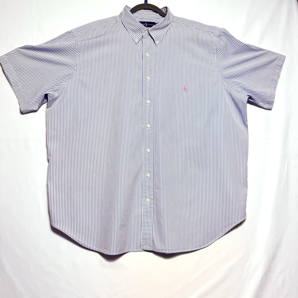 NWOT Ralph Lauren Men's White & Blue 2XB Striped Button Down Shirt ...