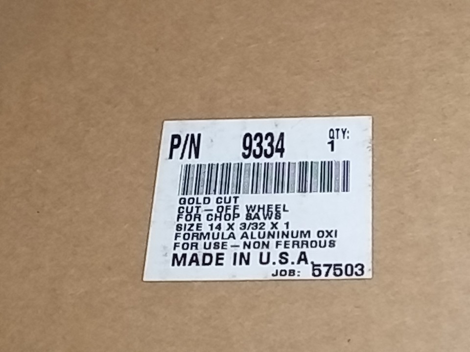 KAR PRODUCTS 9334 GOLD-CUT CUT-OFF WHEEL 14X3/32X1 (M12E) | eBay