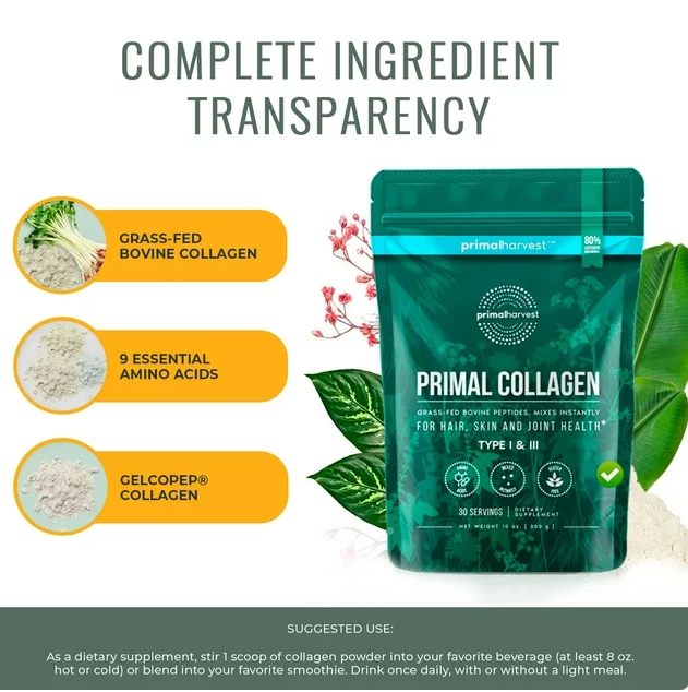 Primal Harvest Collagen Powder Supplement,Support Strong Bones,Joints ...