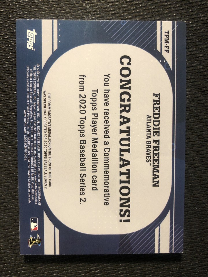 FREDDIE FREEMAN 2020 TOPPS Series 2 Commemorative Medallion Coin #TPM ...
