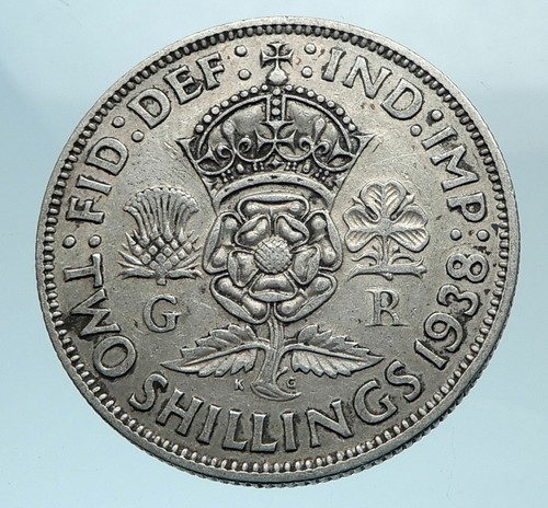 1938 United Kingdom Great Britain GEORGE VI Silver Florin 2Shillings ...