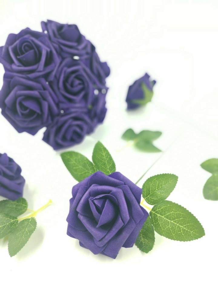 50/25pcs Artificial Flowers Real Looking Foam Roses Decoration DIY for ...