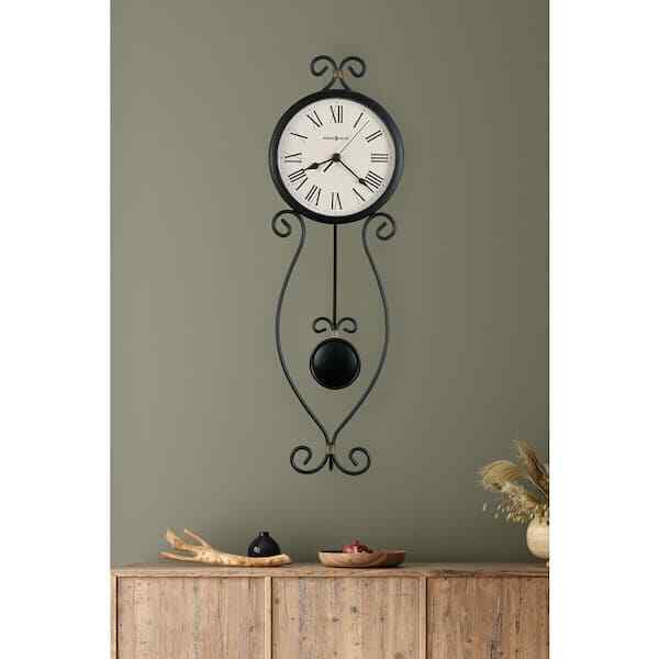 Large Indoor Round Quartz Wall Clock Home Decor With Modern Black Ivana ...