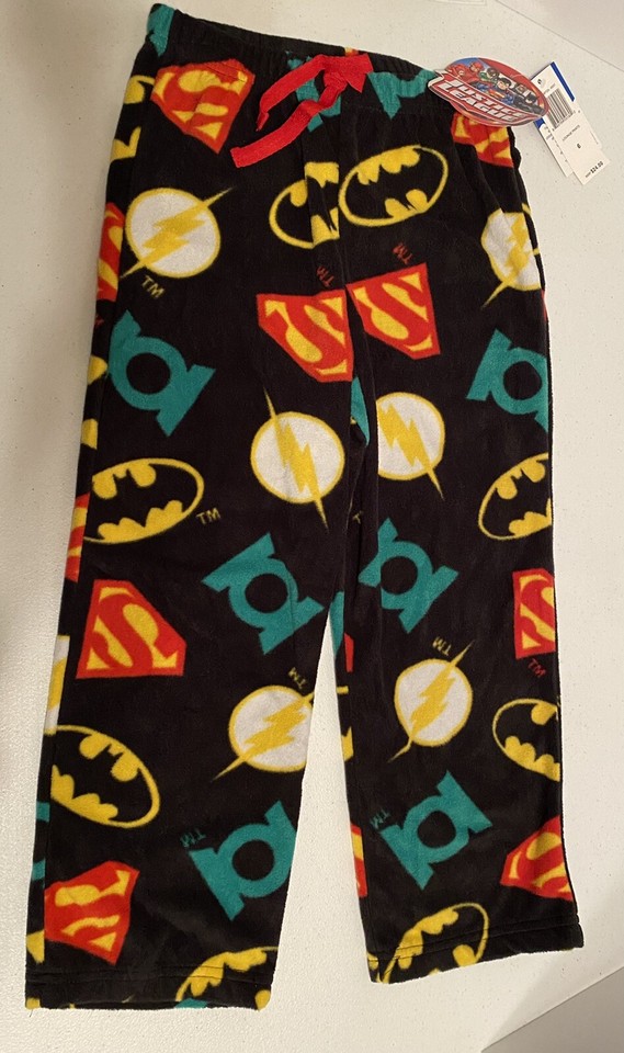 Batman Superman Boy’s Fleece Pajama Sleep Lounge Pants Size 6 Superhero ...
