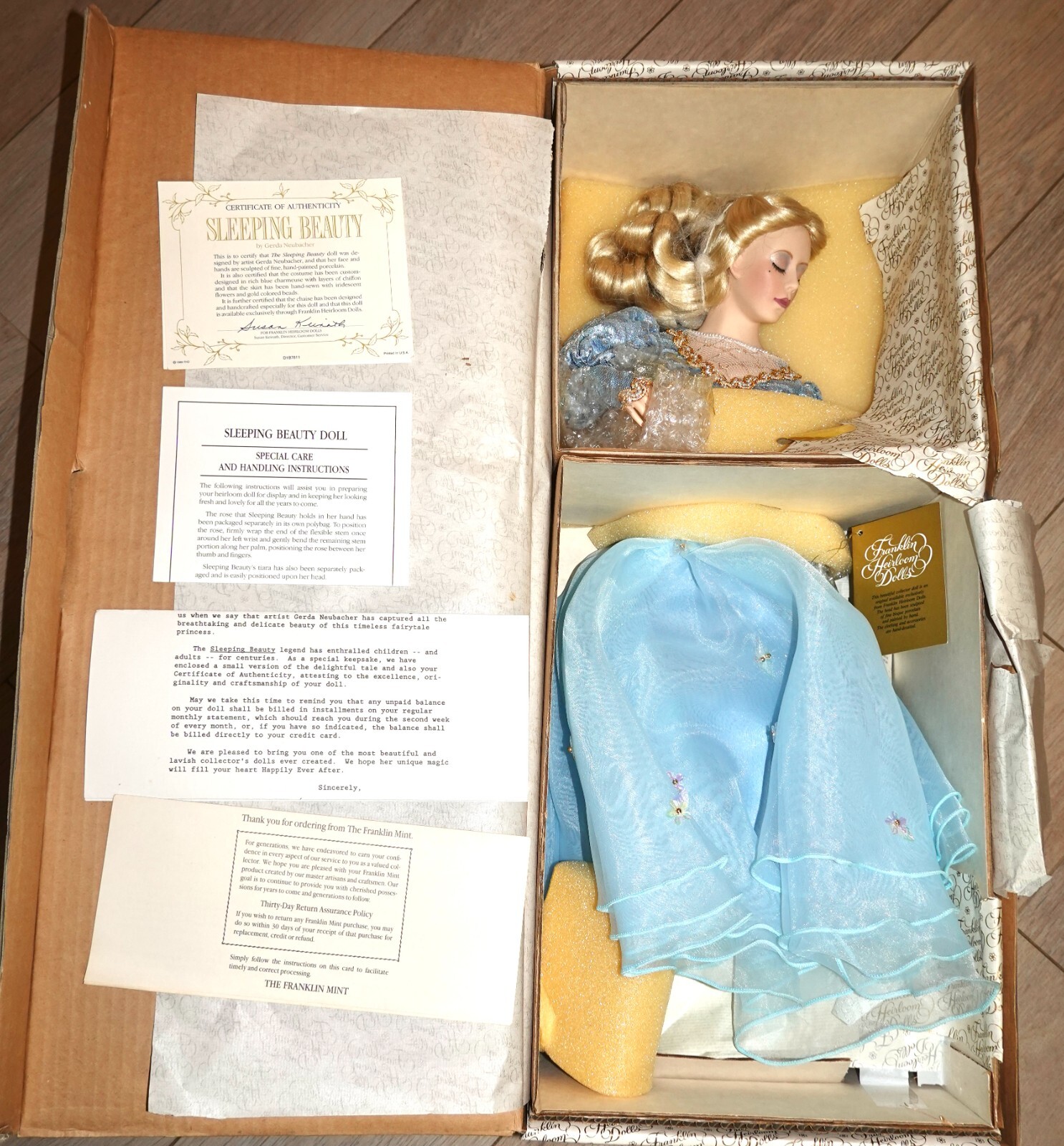 Franklin Mint "Sleeping Beauty" 19" Porcelain Doll Heirloom Collection ...