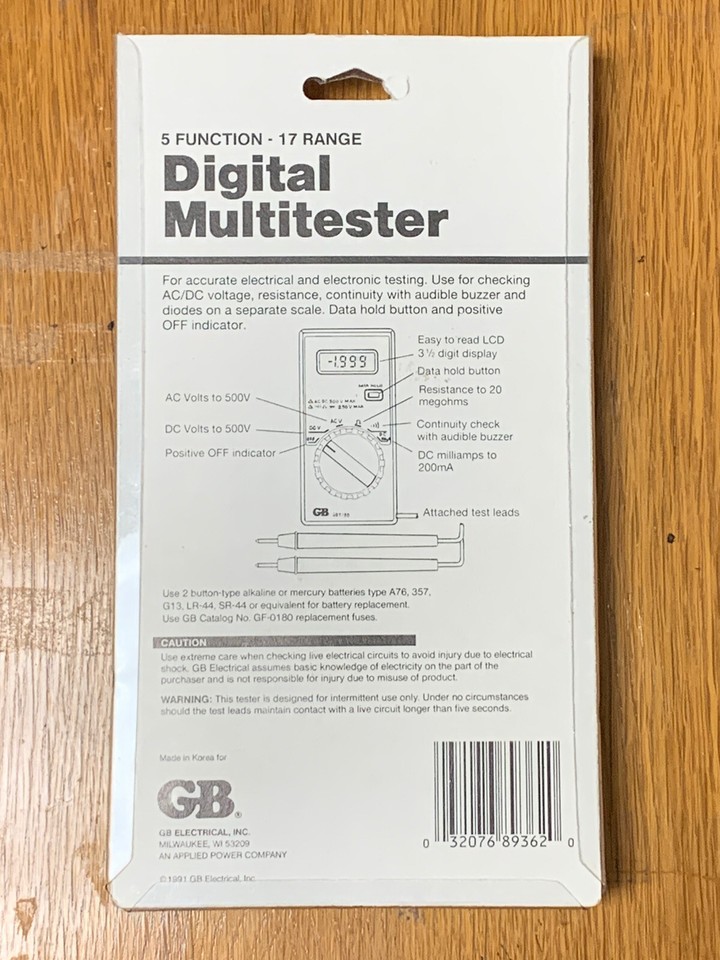 GB Multitester Multimeter Digital 500V 5 Function 17 Range GDT-180 | eBay