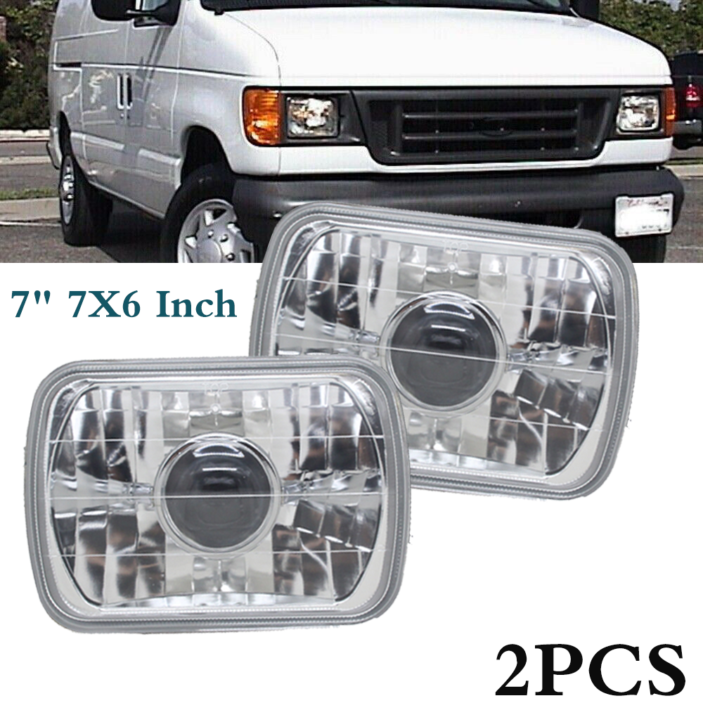 For E-150 / Econoline E-250 E-350 Super Duty Sealed 7x6 Inch Headlights ...