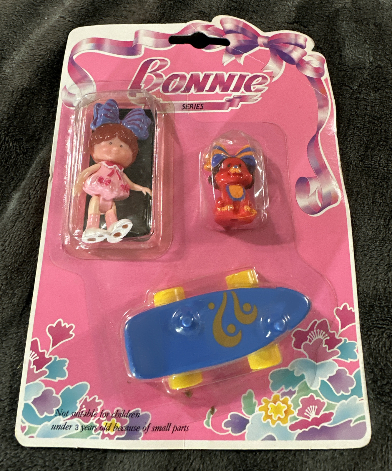 Bonnie Mini Doll 3" Figure Toy w Purple Bow Pink Dress Vintage 90s ...