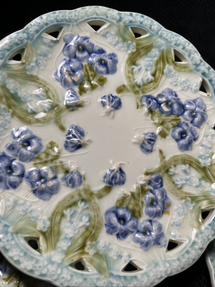 Set of 6 Antique 1800’s Schramberg Villeroy Boch Majolica Violet Plates ...