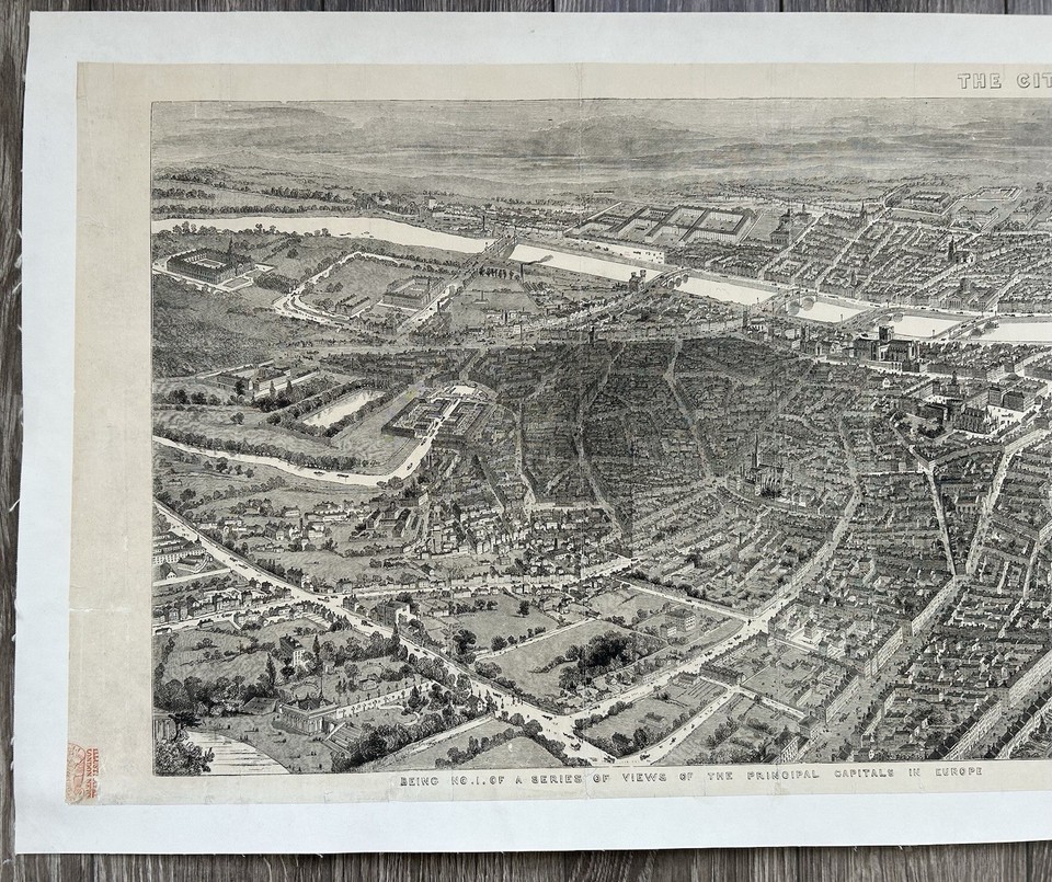 1864 Dublin Ireland Panorama Engraving Illustrated London News Huge ...