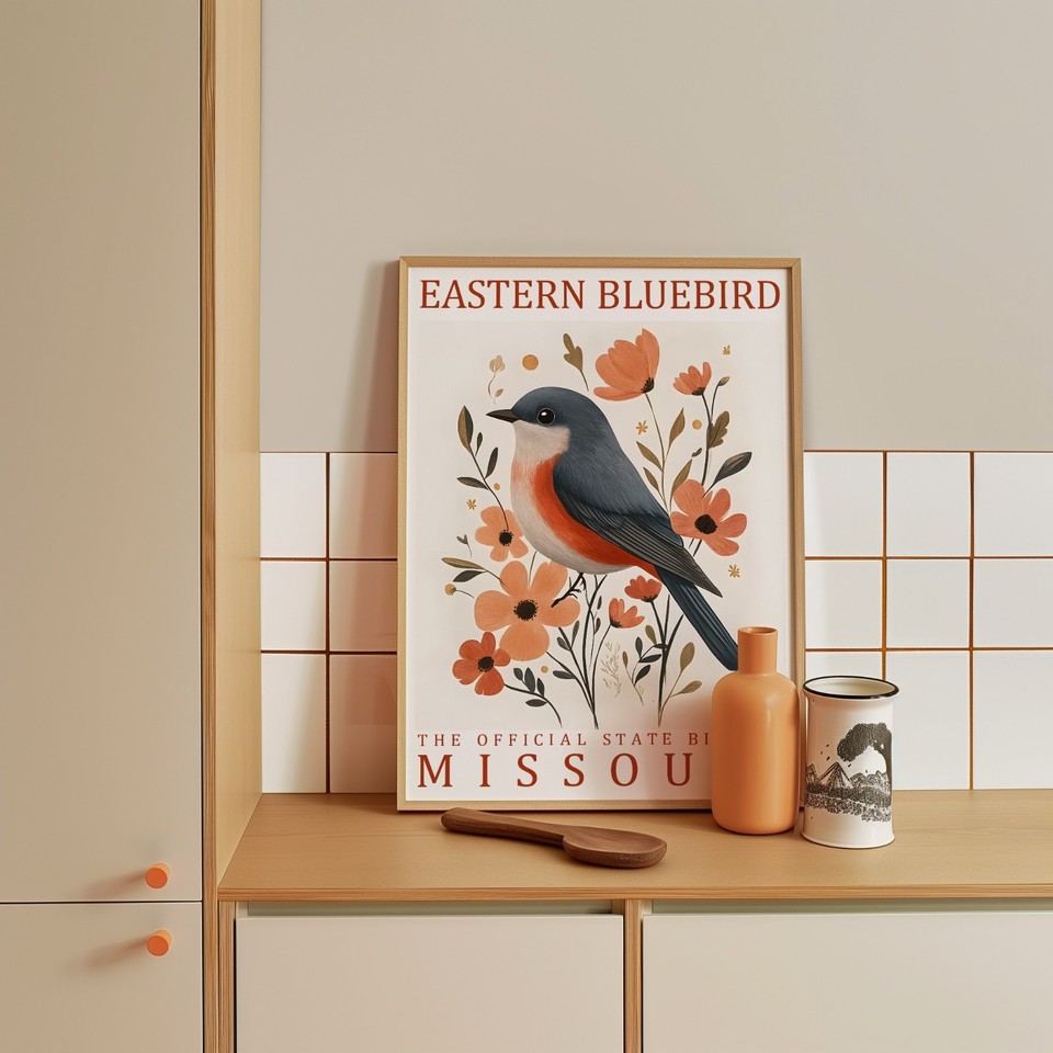Eastern Bluebird Poster | Missouri State Bird Wall Art Satin Print | eBay