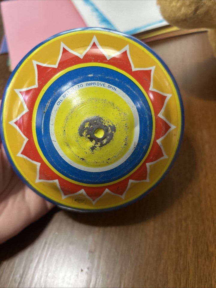 Vintage Ohio Art Metal Spinner Top Circus Train Tin Toy With Plastic ...