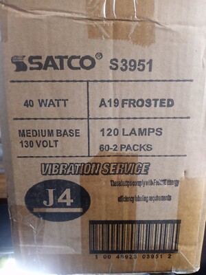 Satco S3951 {GE LIKE} 40watt Rough Service A19 Frosted Light Bulb Case ...