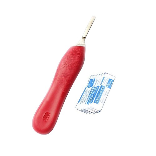 Scalpel Handle #4 Red Color With 10 Surgical Blade # 20 Dental ...
