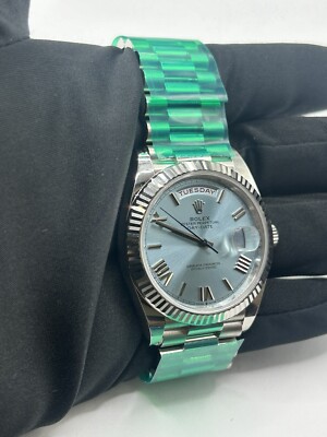 Rolex Day-Date 40mm 228236 Platinum Glacier Ice Blue Roman Dial Watch ...