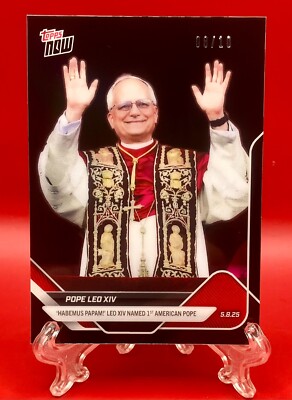 2025 Topps NOW Pope Leo XIV Card RARE #8/10 Black Chrome Refractor ...
