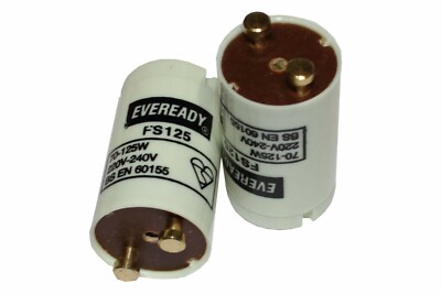 2X EVEREADY Fluorescent Starter 70-125W FS125 220-240V Flu Tube Start ...