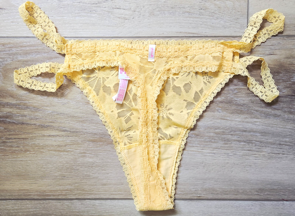 NWT Victoria's Secret PINK Yellow Lace Double Strap String Thong ...