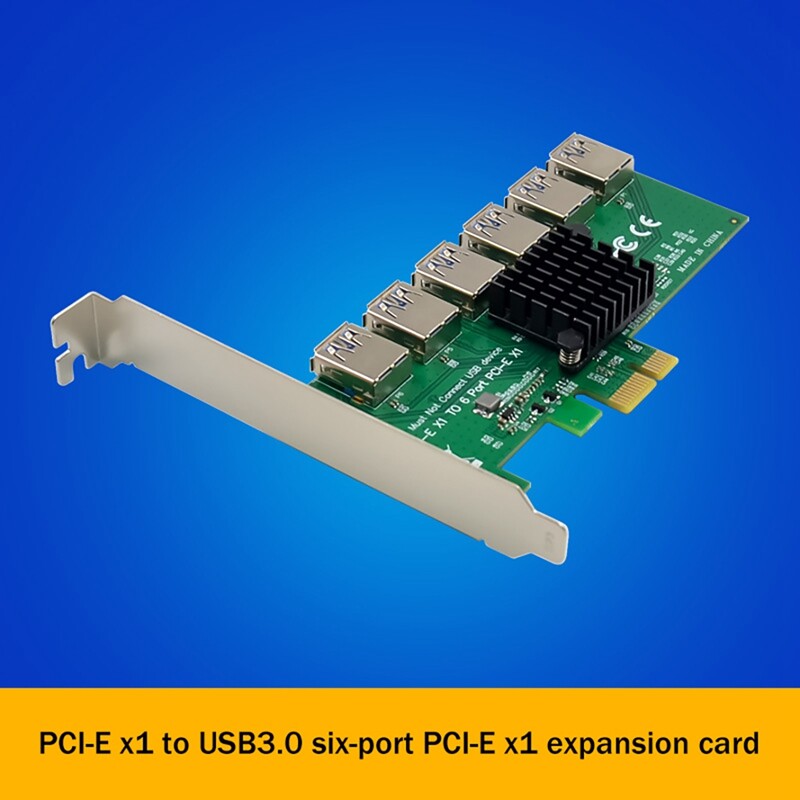 PCI-E 1 to 6 USB Slots Riser Card ASM1187 USB3.0 to 6XPCI-E X1 ...