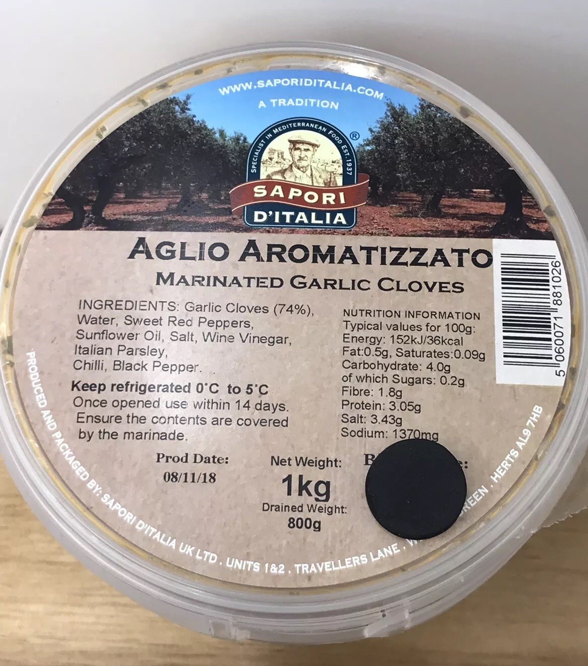 Italian Marinated Garlic Cloves 1kg Product Of Italy , Vegetarian ...