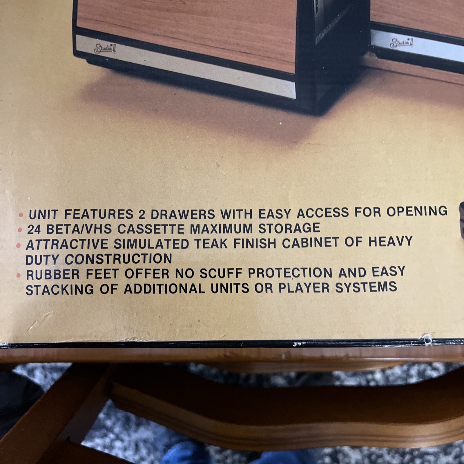 Vintage 2 Drawer VHS Video Tape Storage Cabinet Case in Box Wood Grain ...