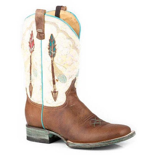 Women's Roper Arrow Feather Concealed Carry Boots Handcrafted Tan | eBay