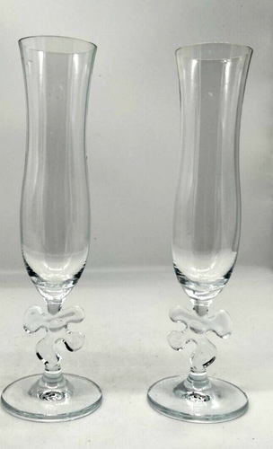 Nachtmann by Marc Aurel Puzzle Stem Crystal Champagne Flutes Set of 2 ...