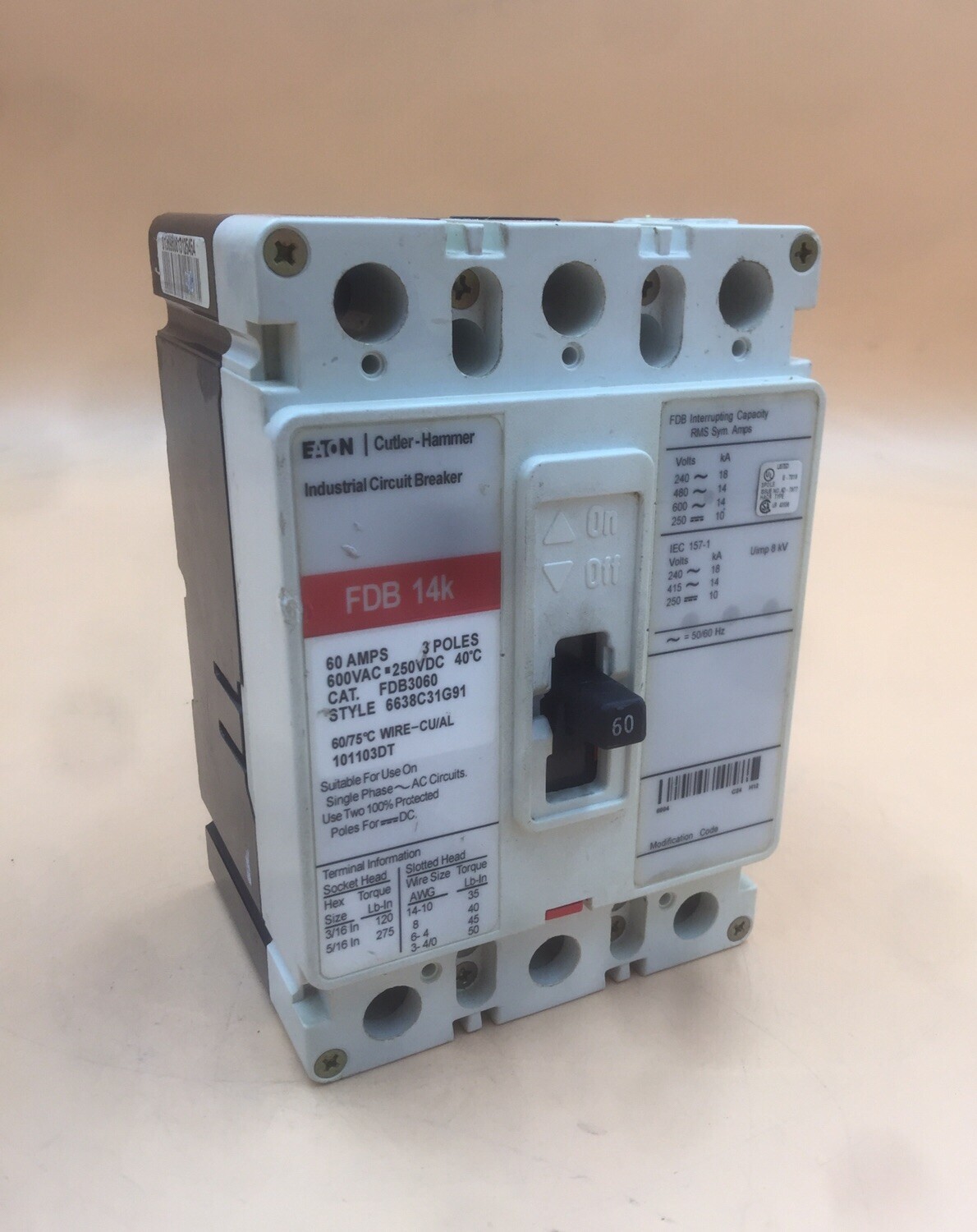 HOUSTON STOCK EATON FDB3060 TYPE FDB 60 AMP REFURBISH FREE 2 DAY AIR ...