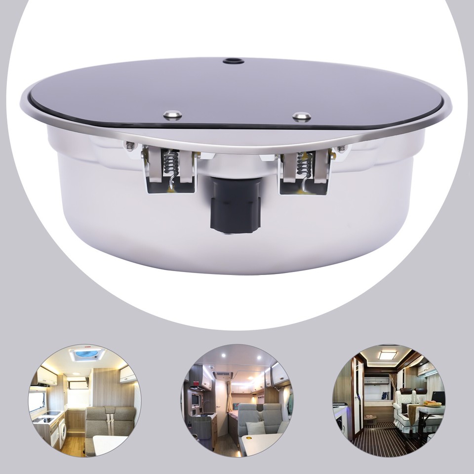 Stainless Steel RV Hand Wash Basin Kitchen Sink w/ Lid & Tap Caravan ...