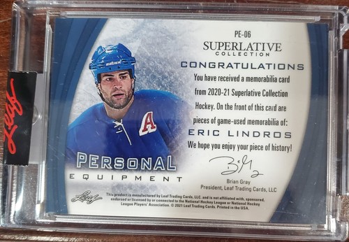 Eric Lindros TheGreat88 '21 LEAF Super. EMERALD GAME-USED PERSONAL ...