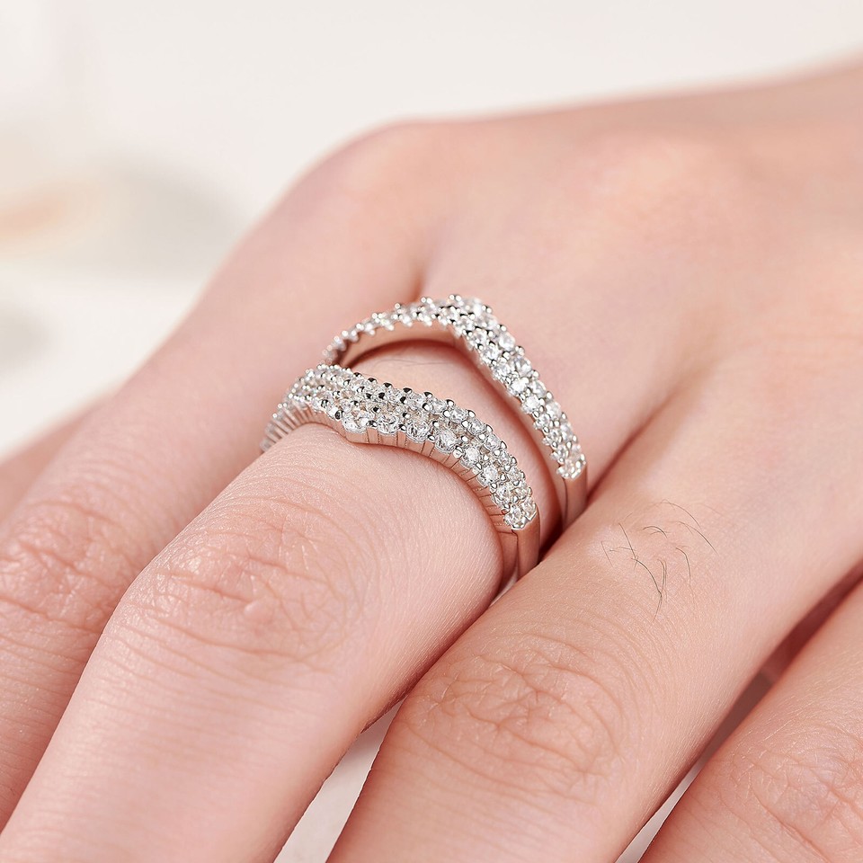 Newshe Gold Over Sterling Silver Wedding Ring Enhancer for Engagement ...