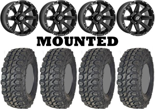 Kit 4 Gladiator X Comp ATR Tires 32x10-14 on Sedona Sparx Black Wheels ...